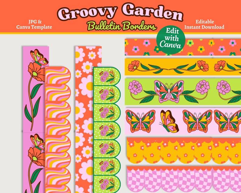Groovy Bulletin Borders, Printable & Editable Borders, Display Borders ...