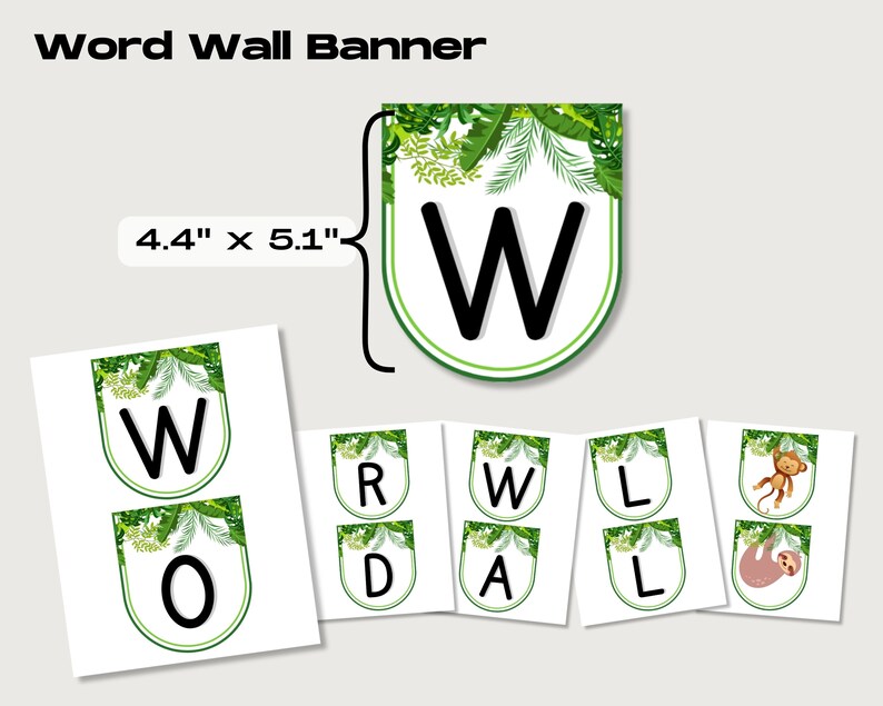 Jungle Word Wall, Primary Word Display, Editable Word Wall Printable ...