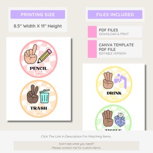 Hand Signal Posters, Printable Elementary Classroom Hand Signs, Pastel ...