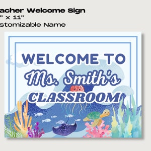 Ocean Theme Welcome Bundle, Printable & Editable Classroom Welcome Sign ...