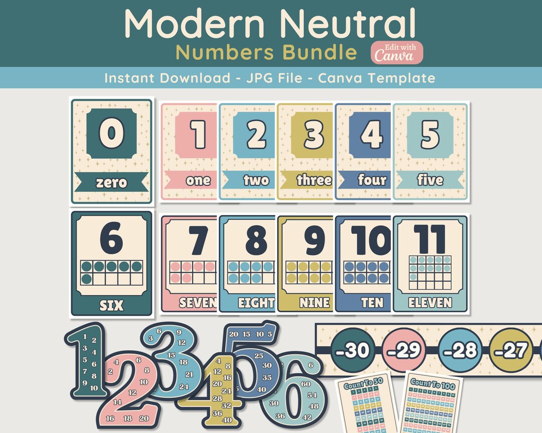20 Number Posters, Ten Frame Classroom Printable, Skip Counting Display ...
