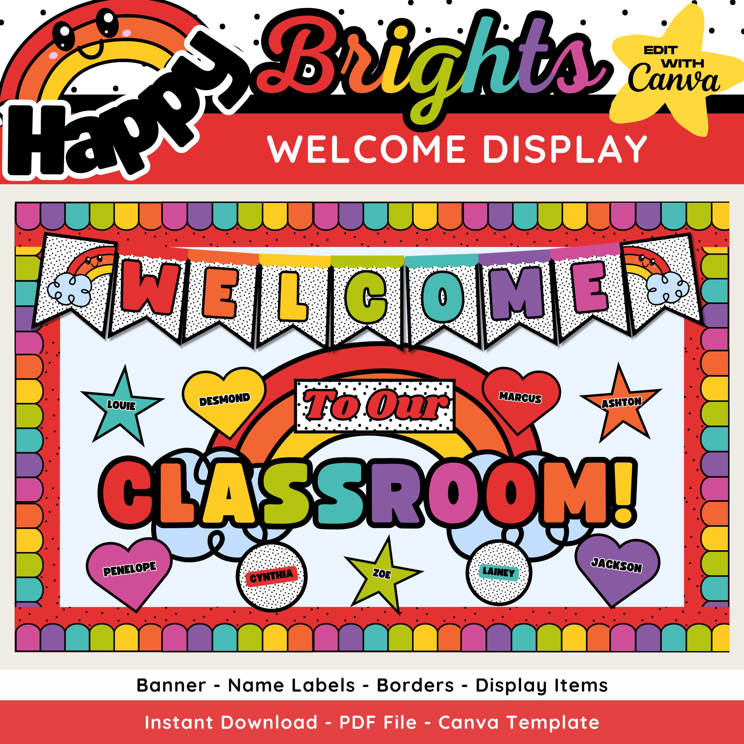 Rainbow Classroom Welcome Display: Editable Teacher Door Decor (canva ...