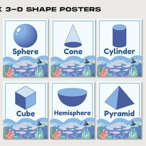 Ocean Theme 2-D and 3-D Shape Posters, Printable & Editable Shape ...