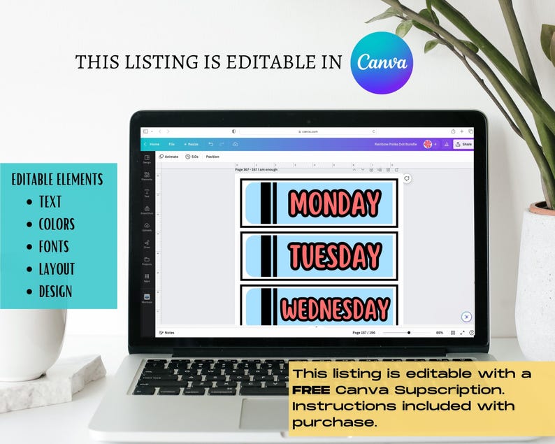 Pencil & Crayon Flip Calendar: Rainbow Classroom Decor (canva Template ...