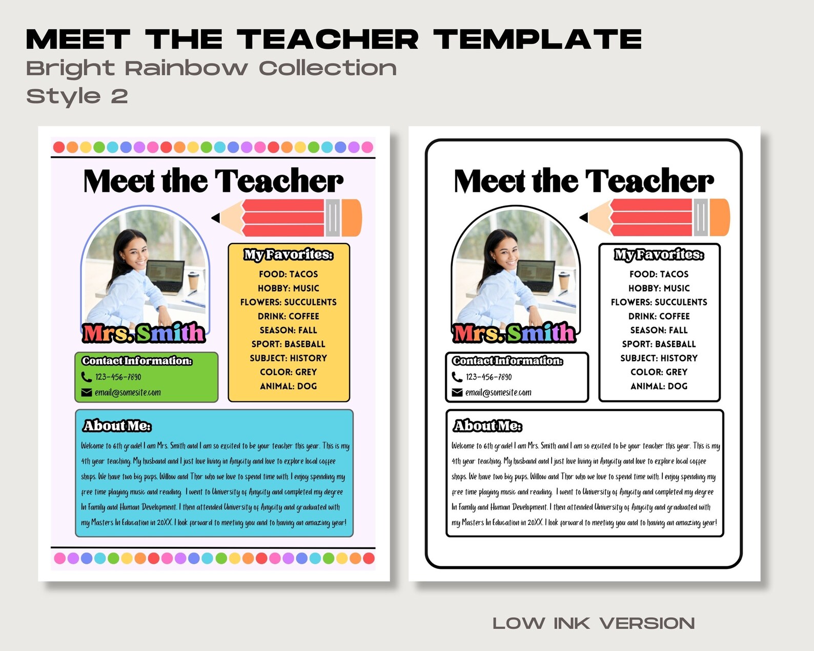 Rainbow Meet the Teacher Letter: Editable Template (digital Download ...