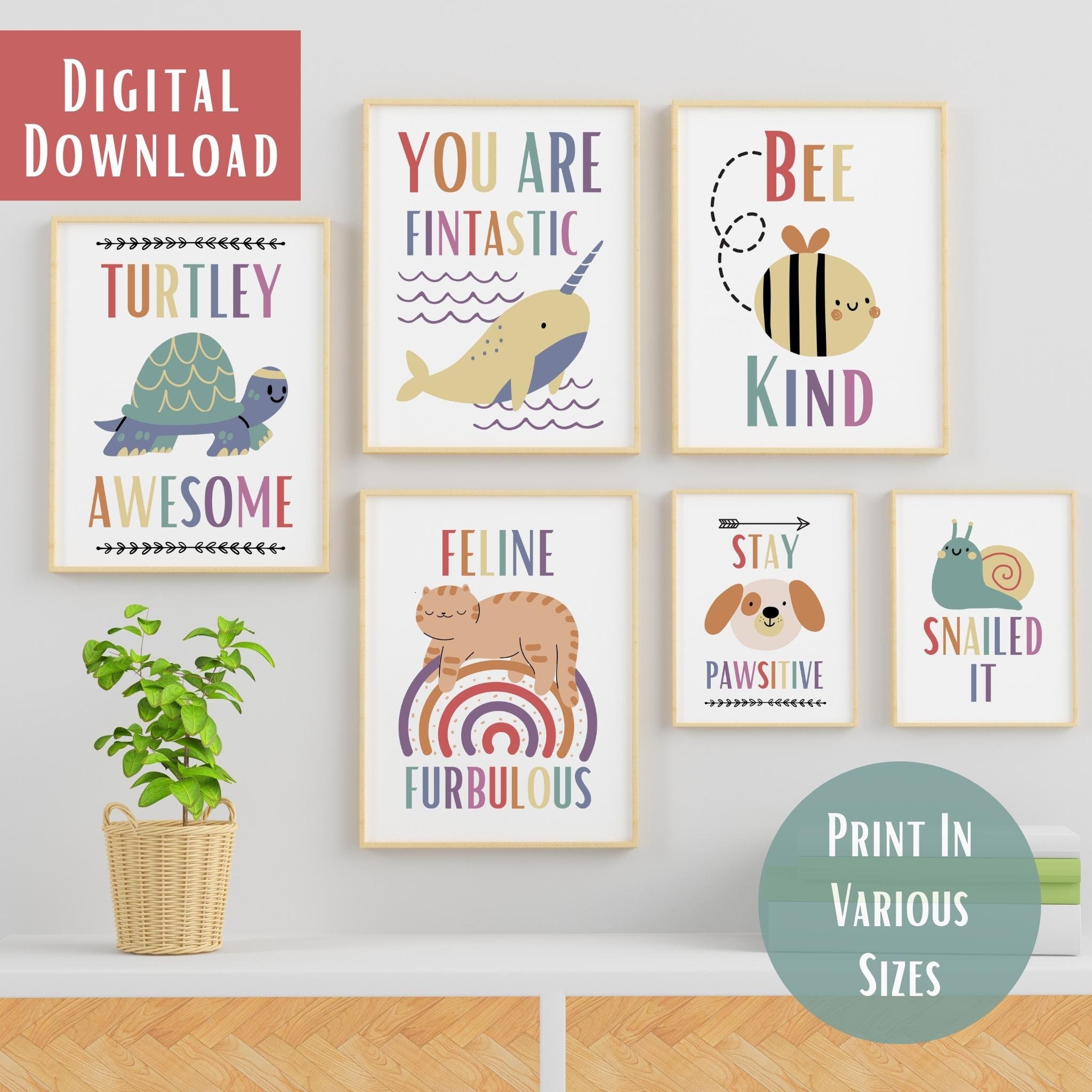 Boho Turtle Poster, Classroom Animal Wall Art, Kids Turtle Bedroom Art ...