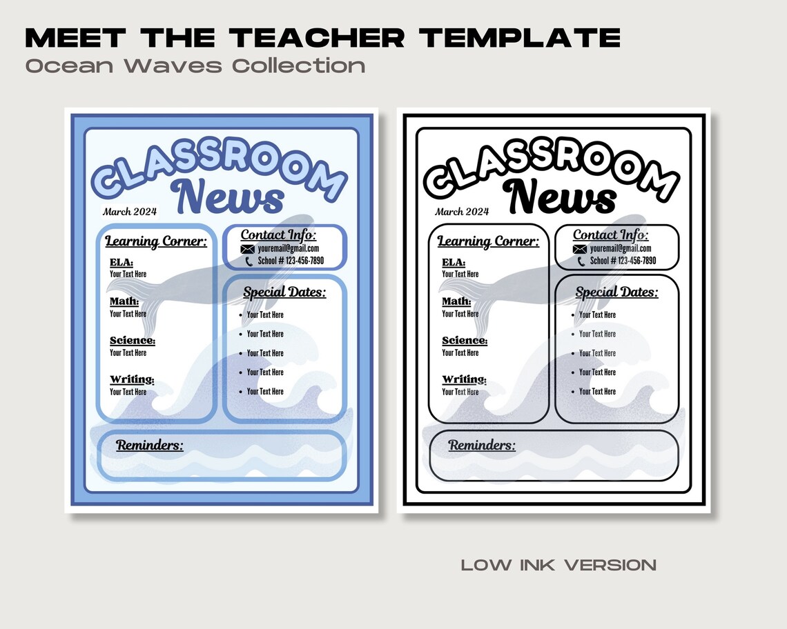 Ocean Theme Meet the Teacher and Classroom Newsletter, Printable ...