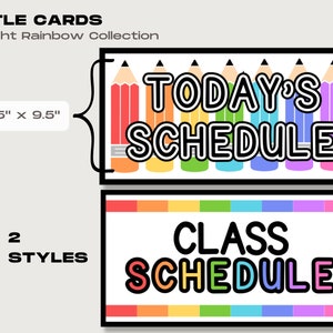 Bright Rainbow Class Schedule, Editable Classroom Schedule Display ...