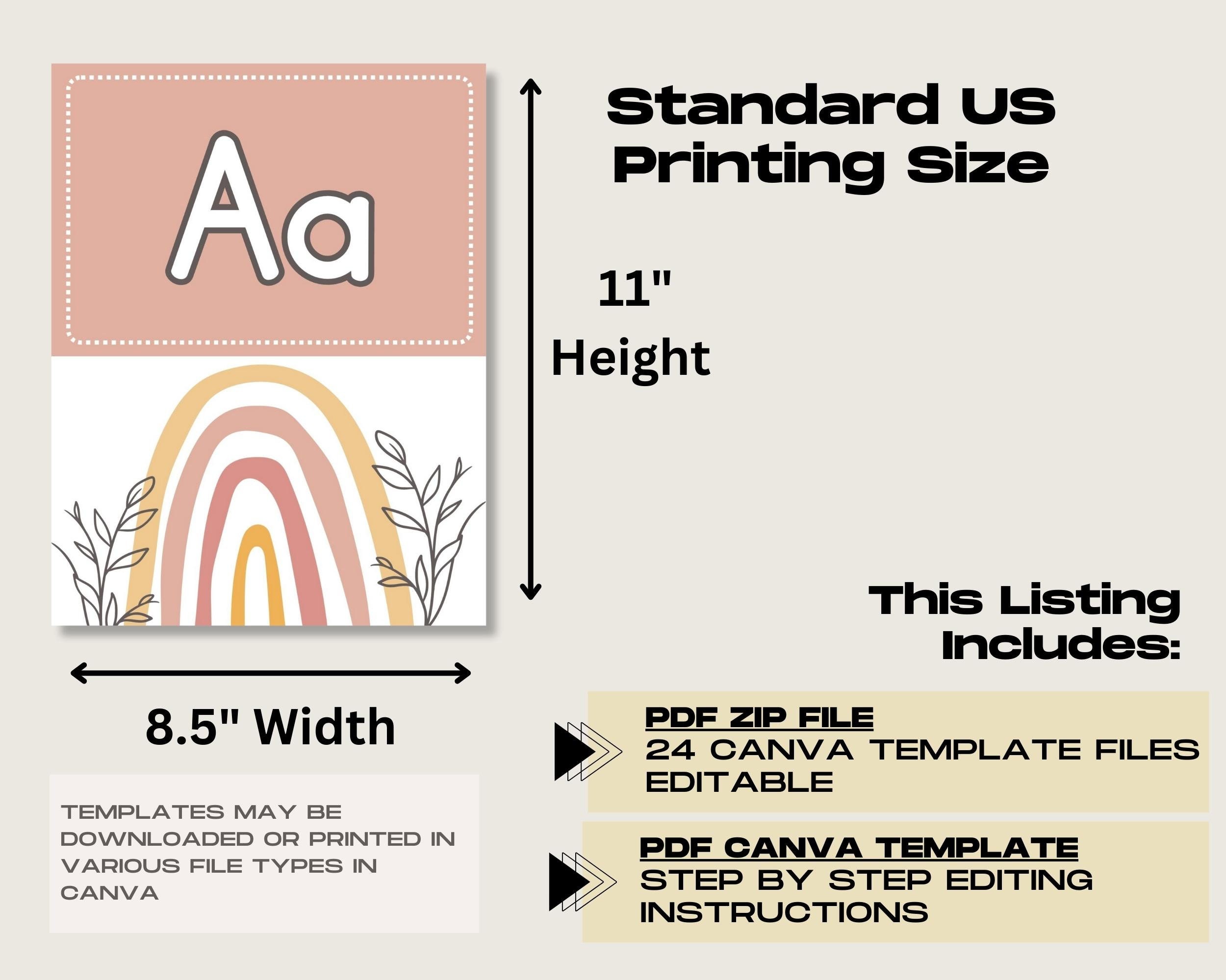 Boho Rainbow Editable Classroom Decor Bundle, Canva Template, Teacher ...