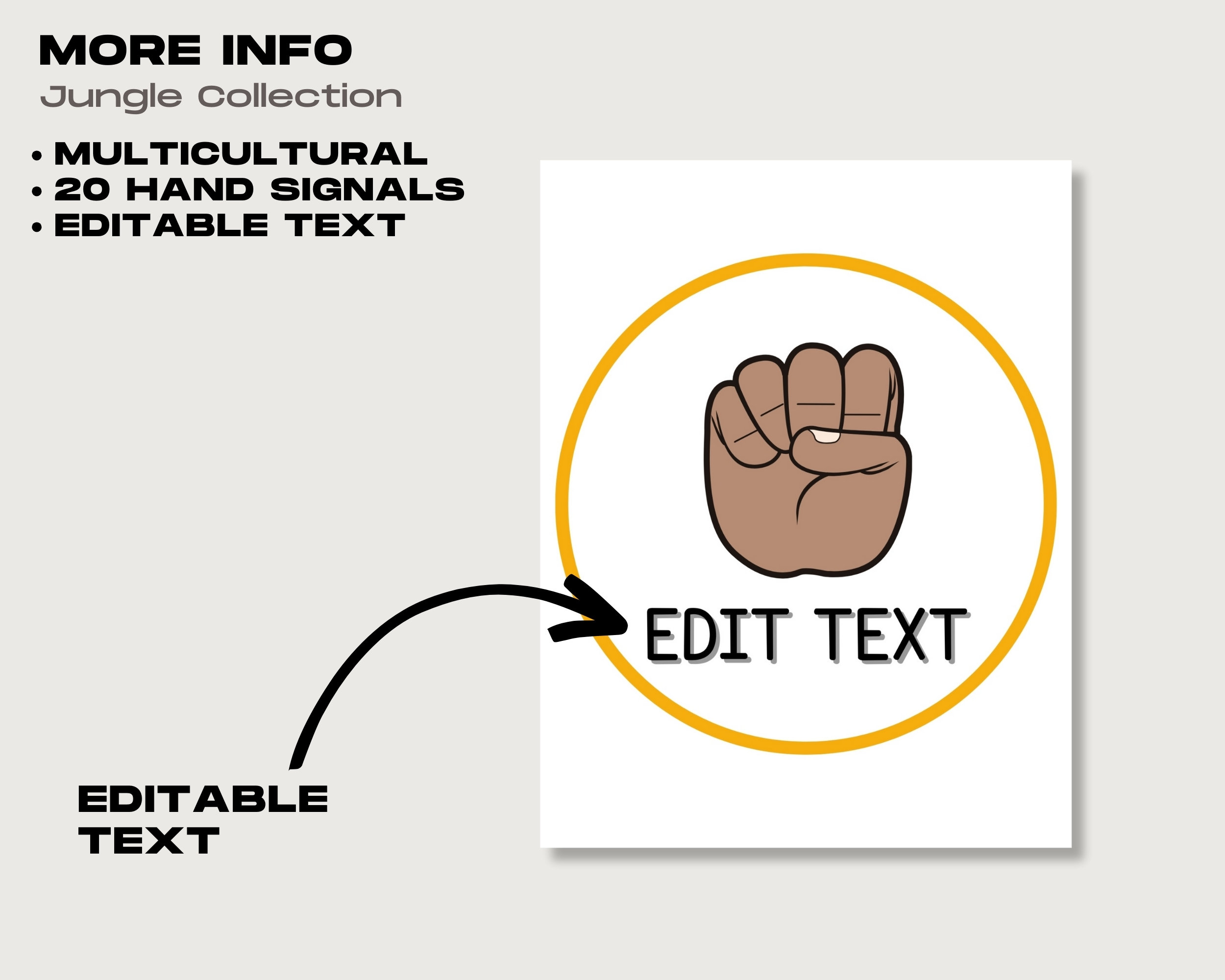 Jungle Classroom Hand Signals: Editable Printable Decor (canva Template ...