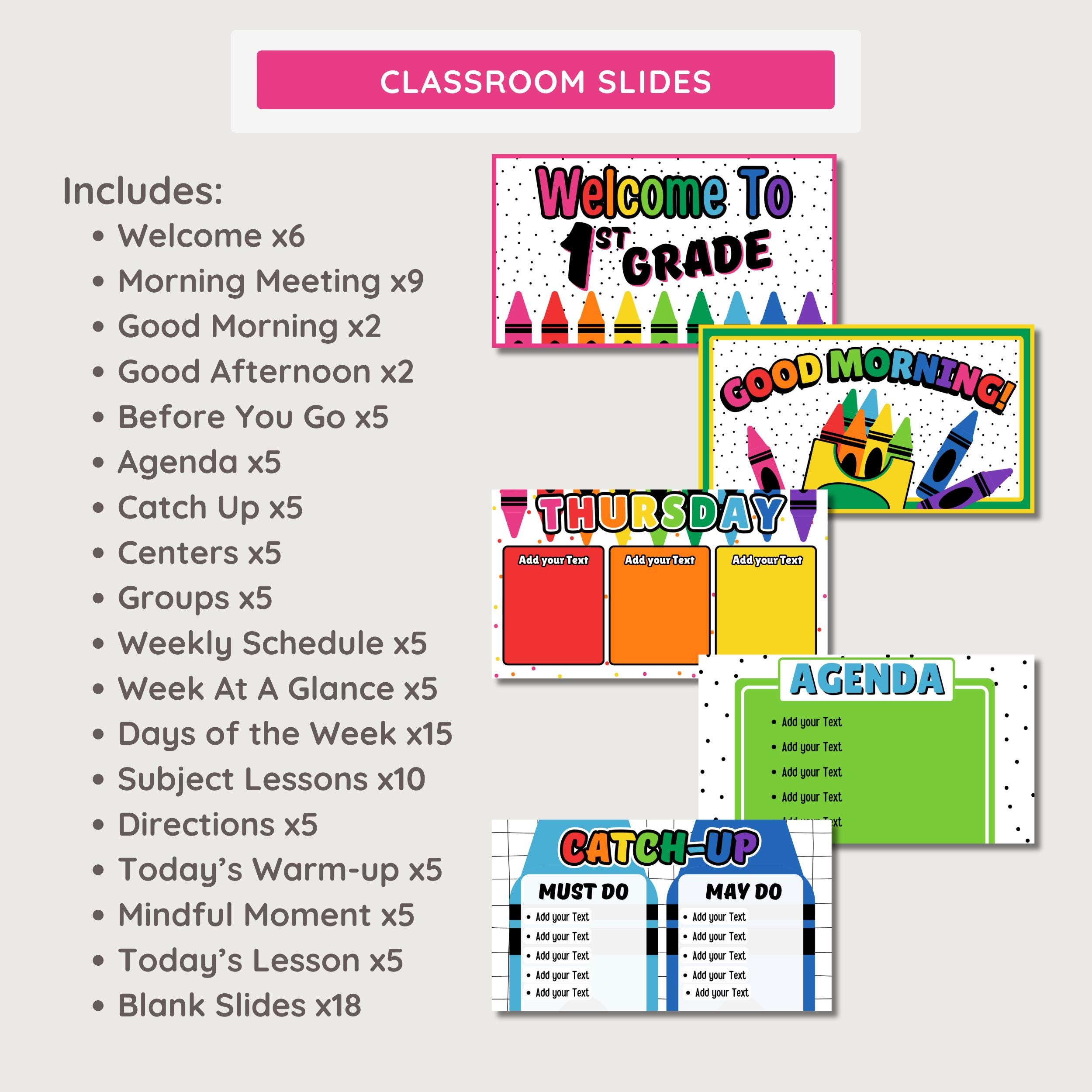 Rainbow Crayon Classroom Slides: Editable Teacher Canva Template ...