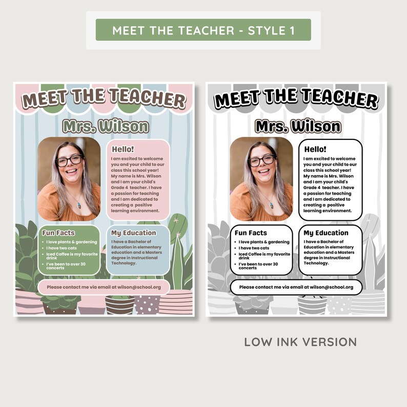 Editable Meet the Teacher Template: Succulents Classroom Decor (canva ...