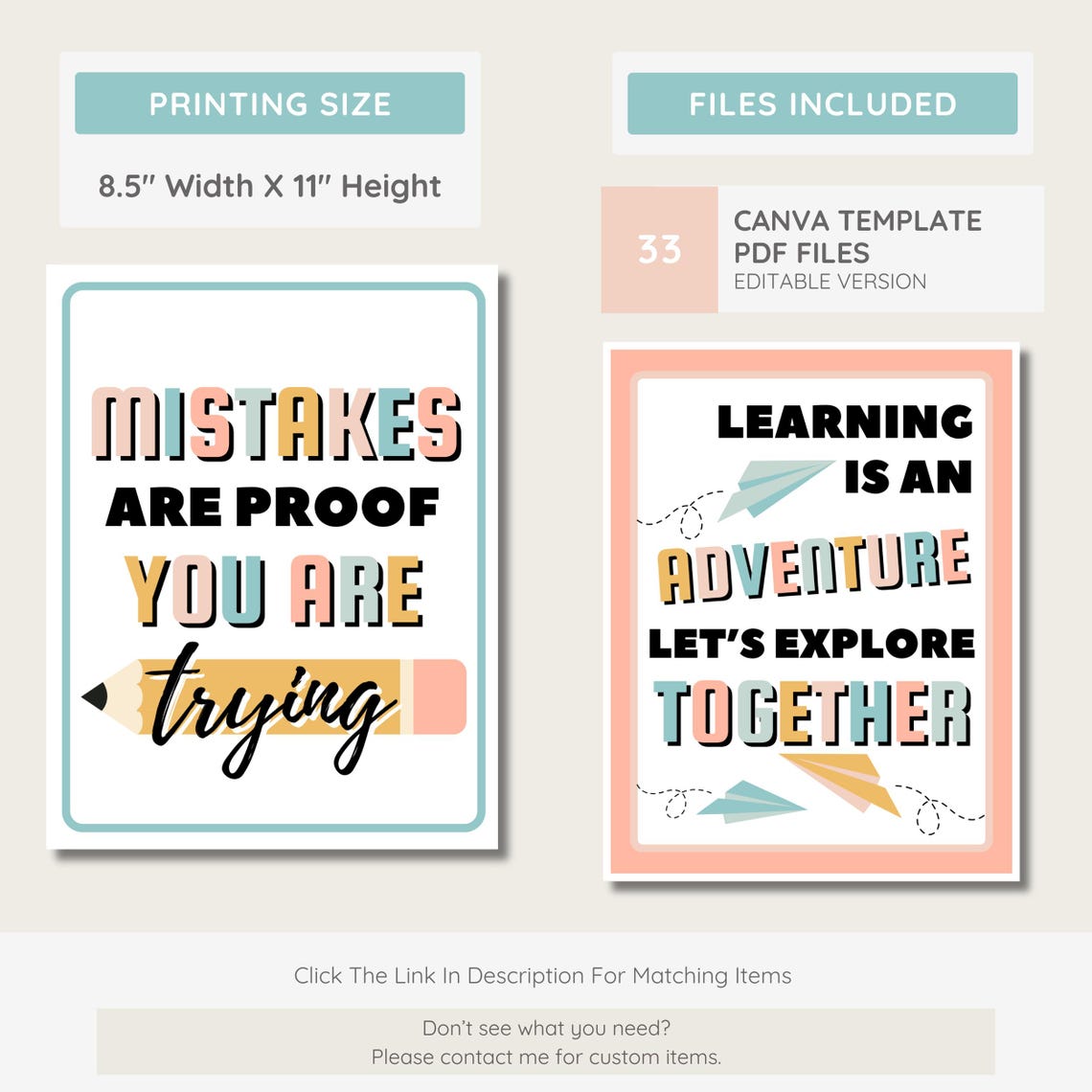 Calm Classroom Decor Set: Pastel Colors, Editable Canva Template ...