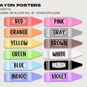 Crayon Color Posters, Printable Editable Classroom Colors Display ...
