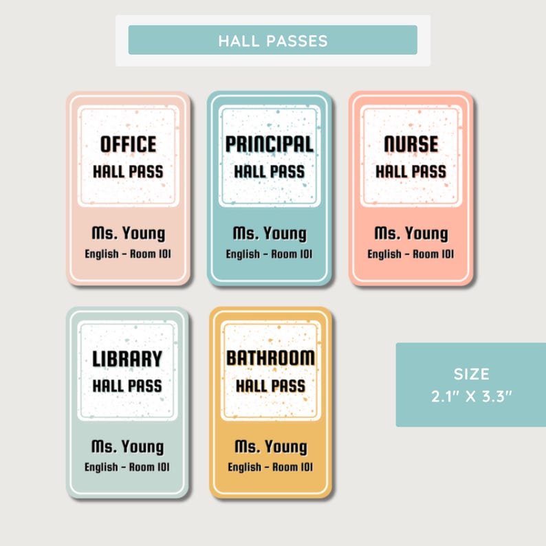 Modern Classroom Hall Passes: Printable, Editable Canva Template ...