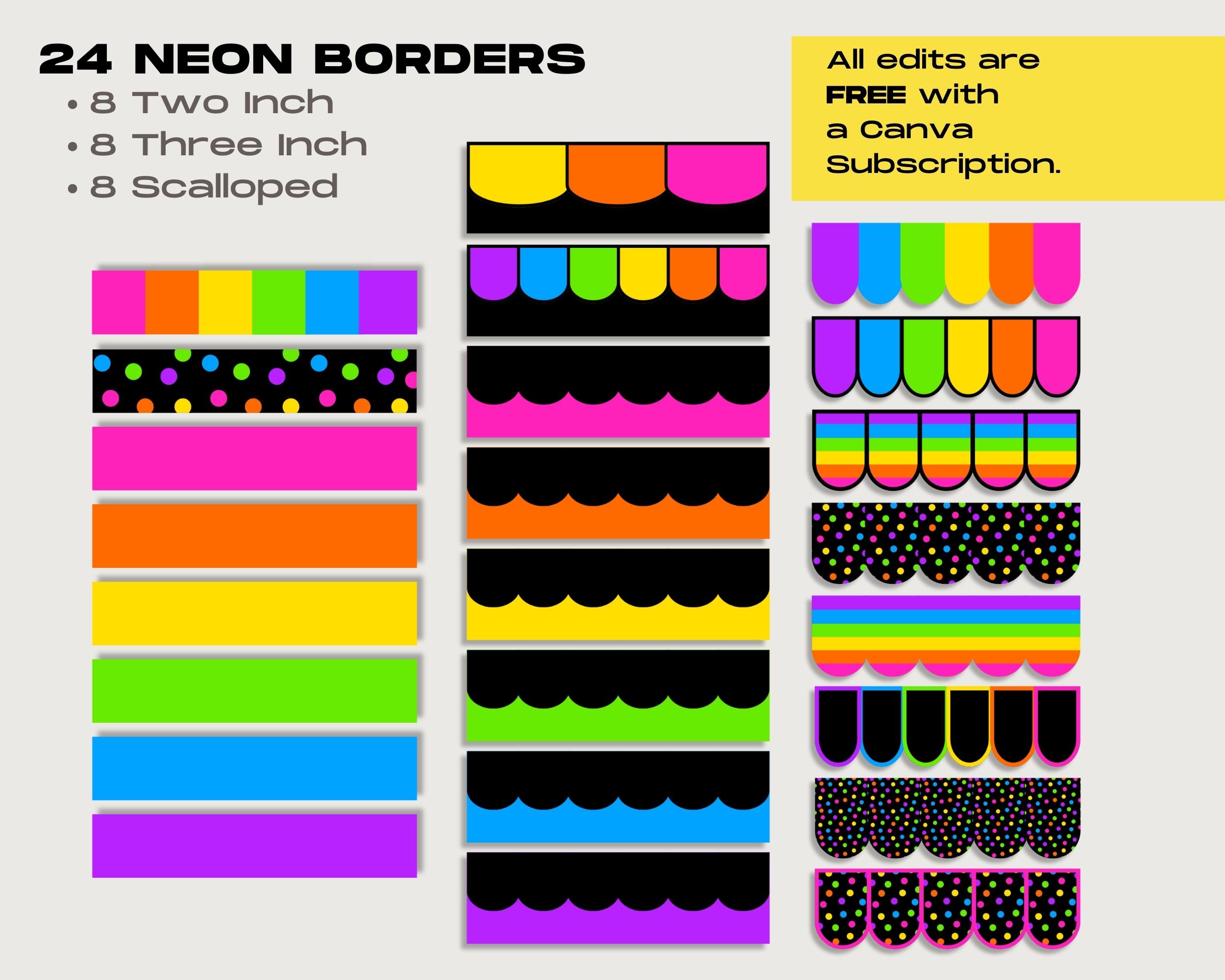 Neon Party Bulletin Board Kit: Editable Letters, Borders, Banners ...