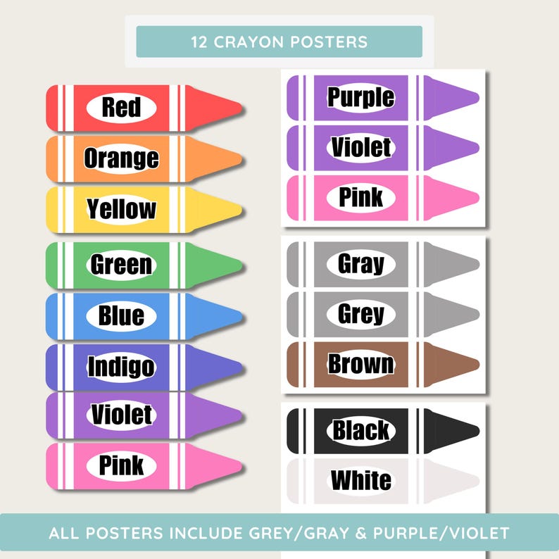 Classroom Color Posters: Crayon Theme, Editable Teacher Decor (digital ...