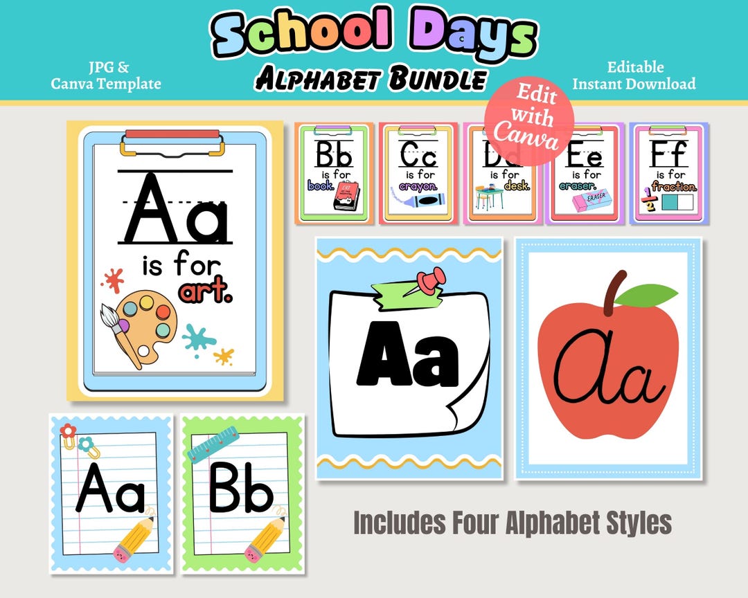 School Supply Alphabet Posters, Printable & Editable A-Z Classroom ...