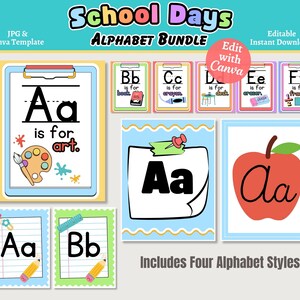 School Supply Alphabet Posters, Printable & Editable A-Z Classroom ...