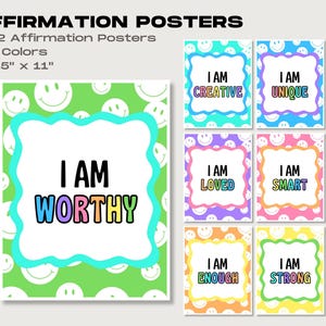 Editable Happy Pastel Affirmation Posters, Printable Kids Affirmation ...