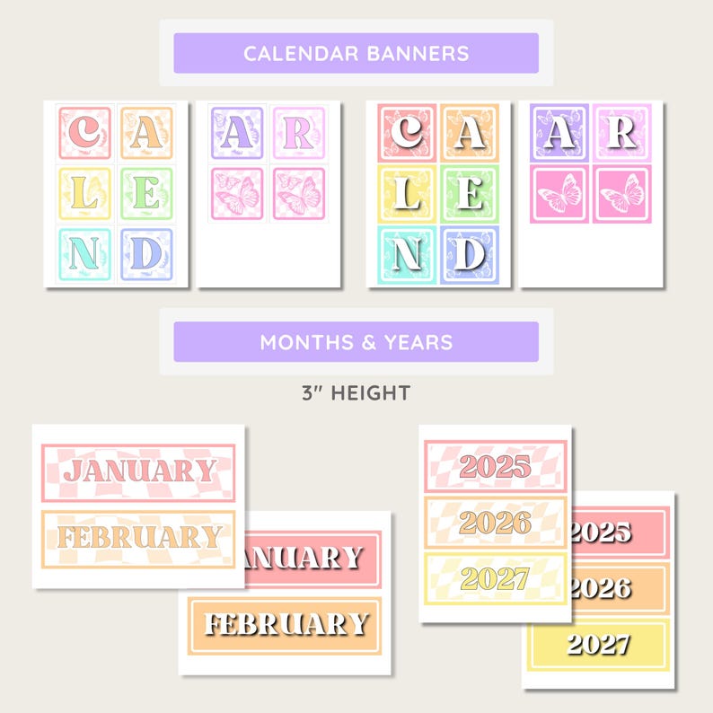 Butterfly Classroom Calendar Bundle: Pastel Decor (printable & Editable ...