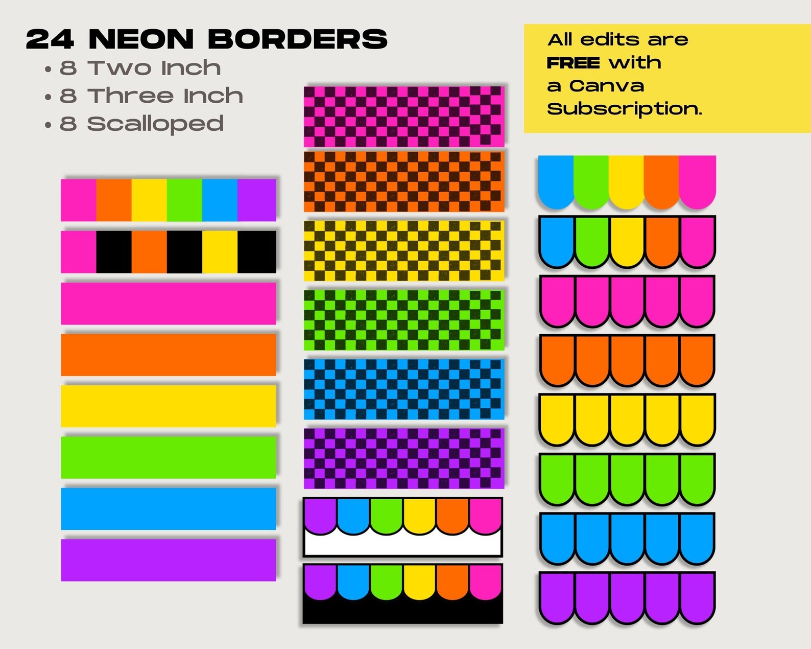 Neon Bulletin Board Bundle, Editable & Printable Neon Bulletin Board ...