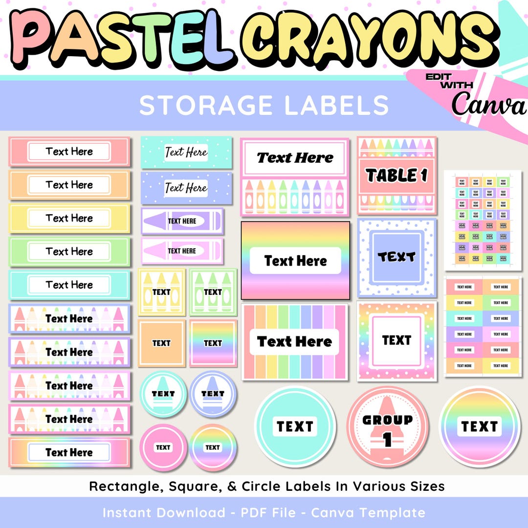 Pastel Crayon Classroom Labels: Printable, Editable Storage Tags ...