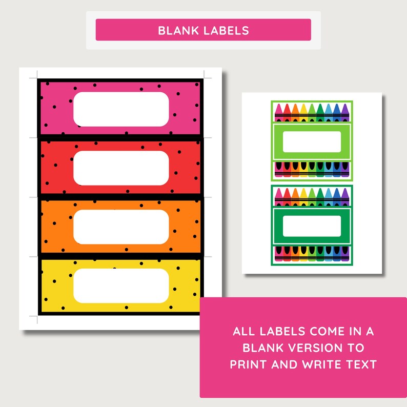 Rainbow Crayon Storage Labels, Printable & Editable Classroom Labels ...