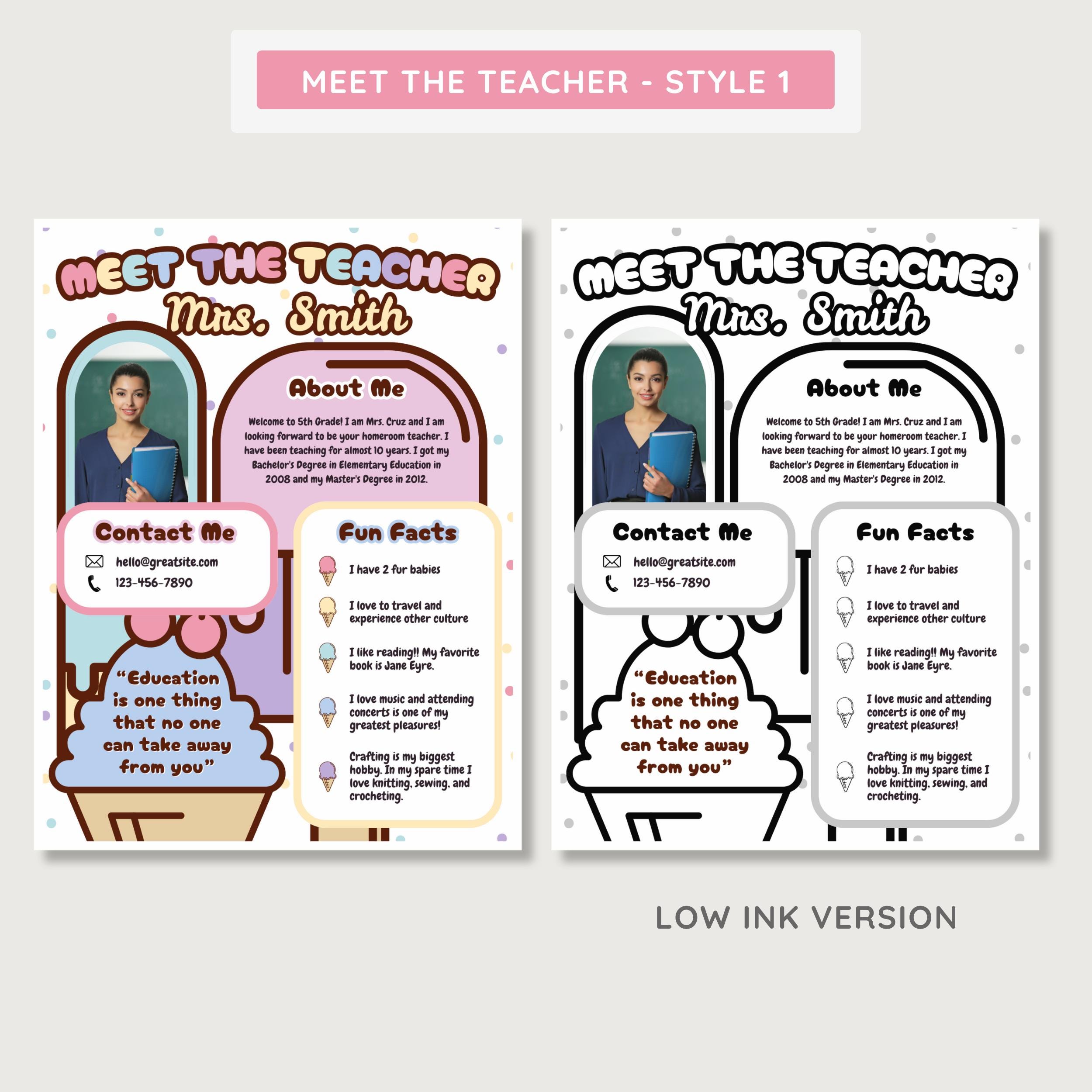 Meet the Teacher Editable Template, Printable Teacher Introduction ...