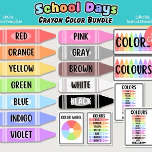 Crayon Color Posters, Printable Editable Classroom Colors Display ...
