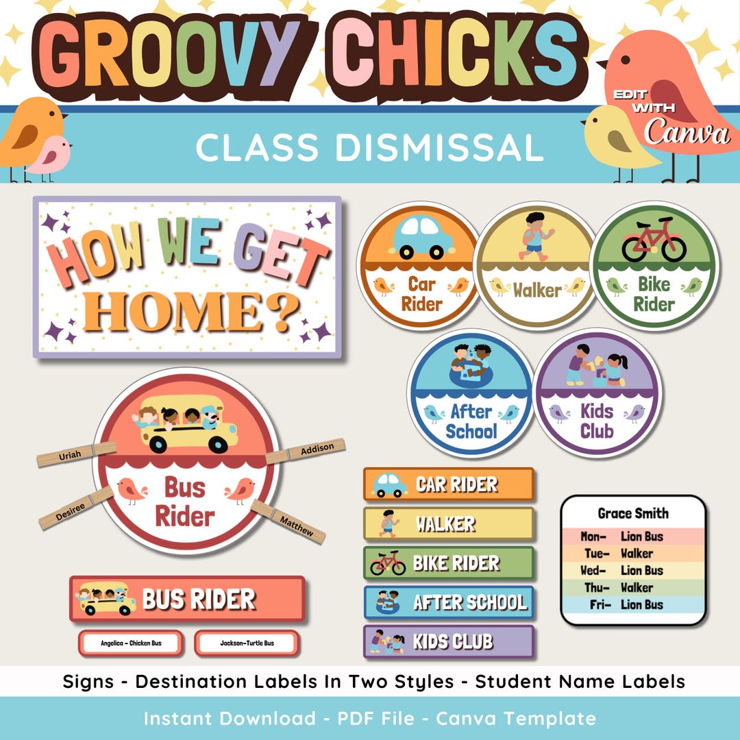 Retro Chicks Class Dismissal Display Kit, Printable Editable How Do We ...
