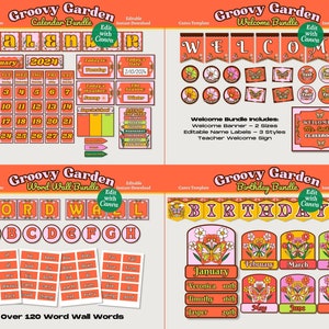 Groovy Garden Classroom Decor Bundle: Retro Floral Posters (canva ...