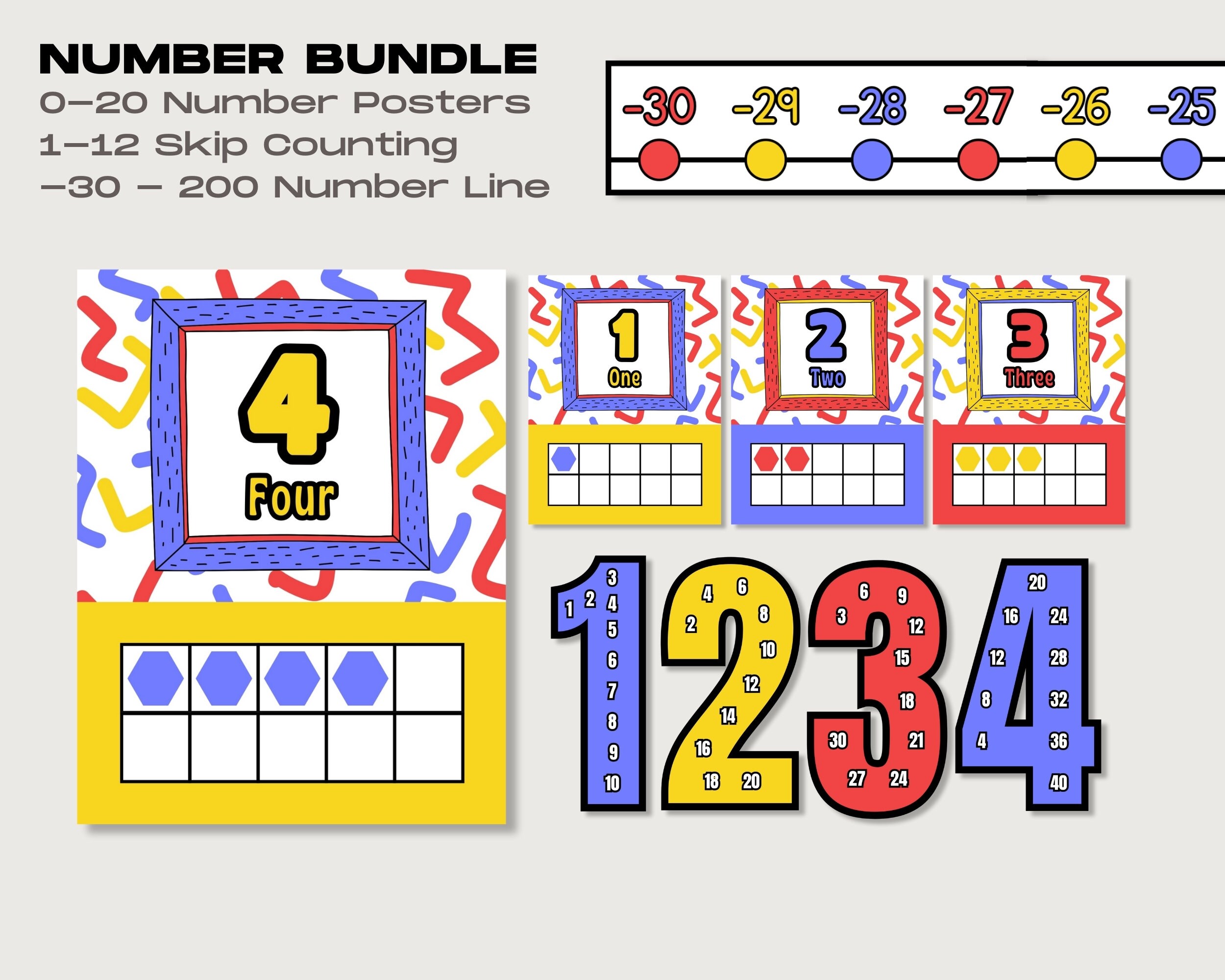 Primary Hues Learning Bundle, Printable & Editable Classroom Decor ...