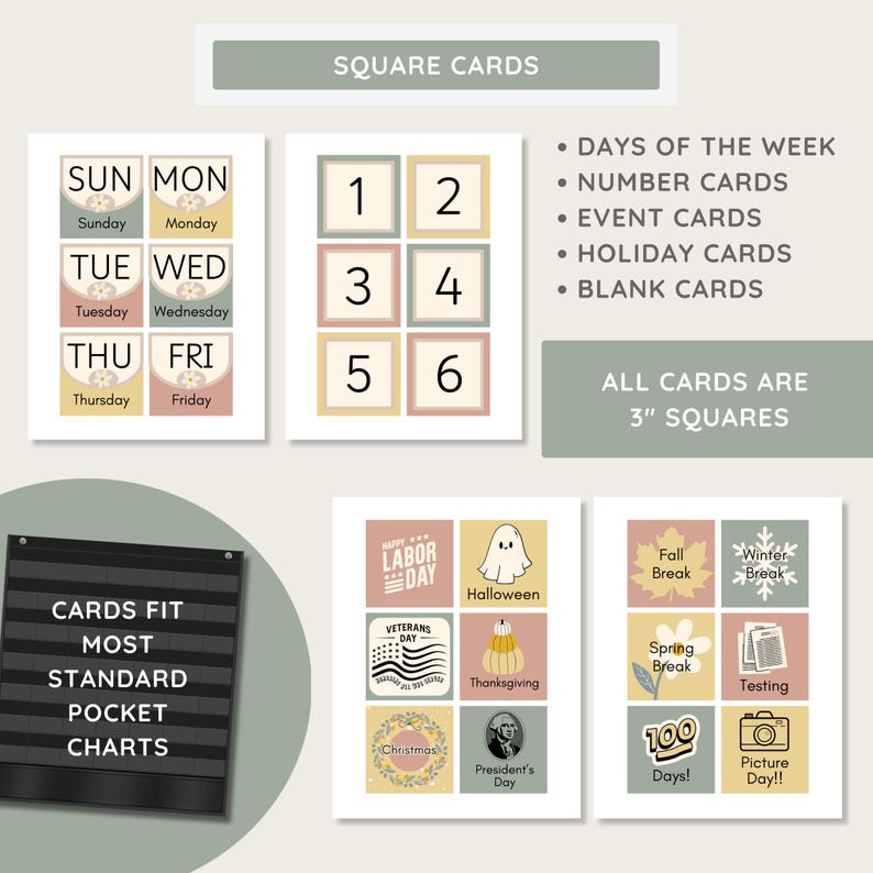 Boho Modern Classroom Calendar Bundle, Printable Calendar Display ...