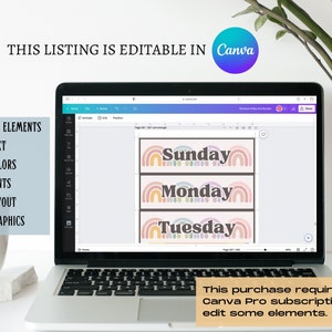 Classroom Flip Calendar Display, Editable Canva Template, Modern Boho ...