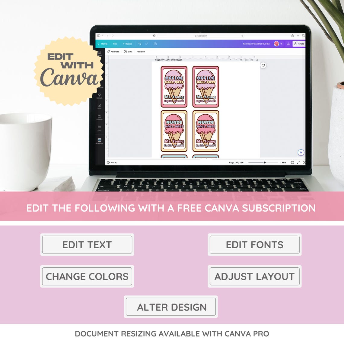 Classroom Hall Passes, Printable & Editable Hall Passes, Pastel ...