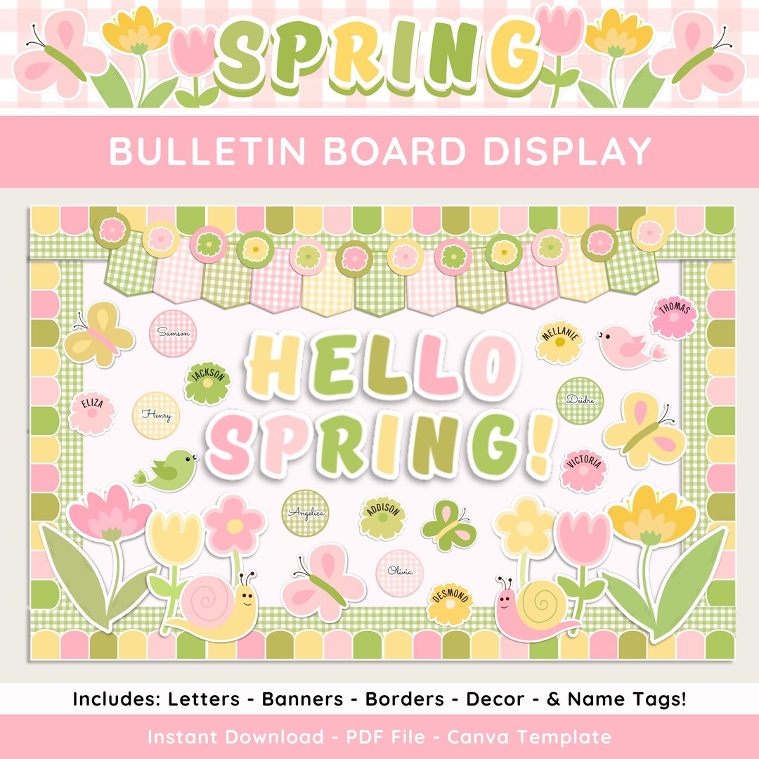 Spring Bulletin Board Display Kit: Pastel Floral Teacher Door Display ...
