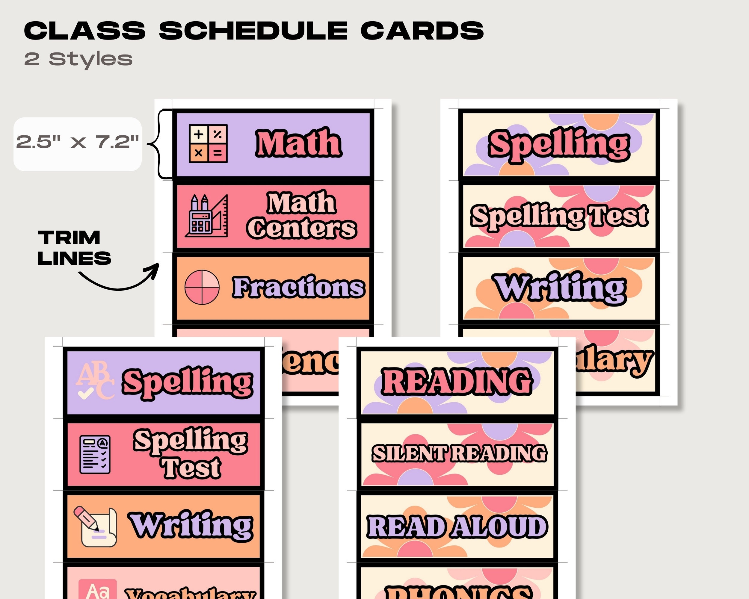 Retro Class Schedule Bundle, Editable Classroom Schedule Display ...