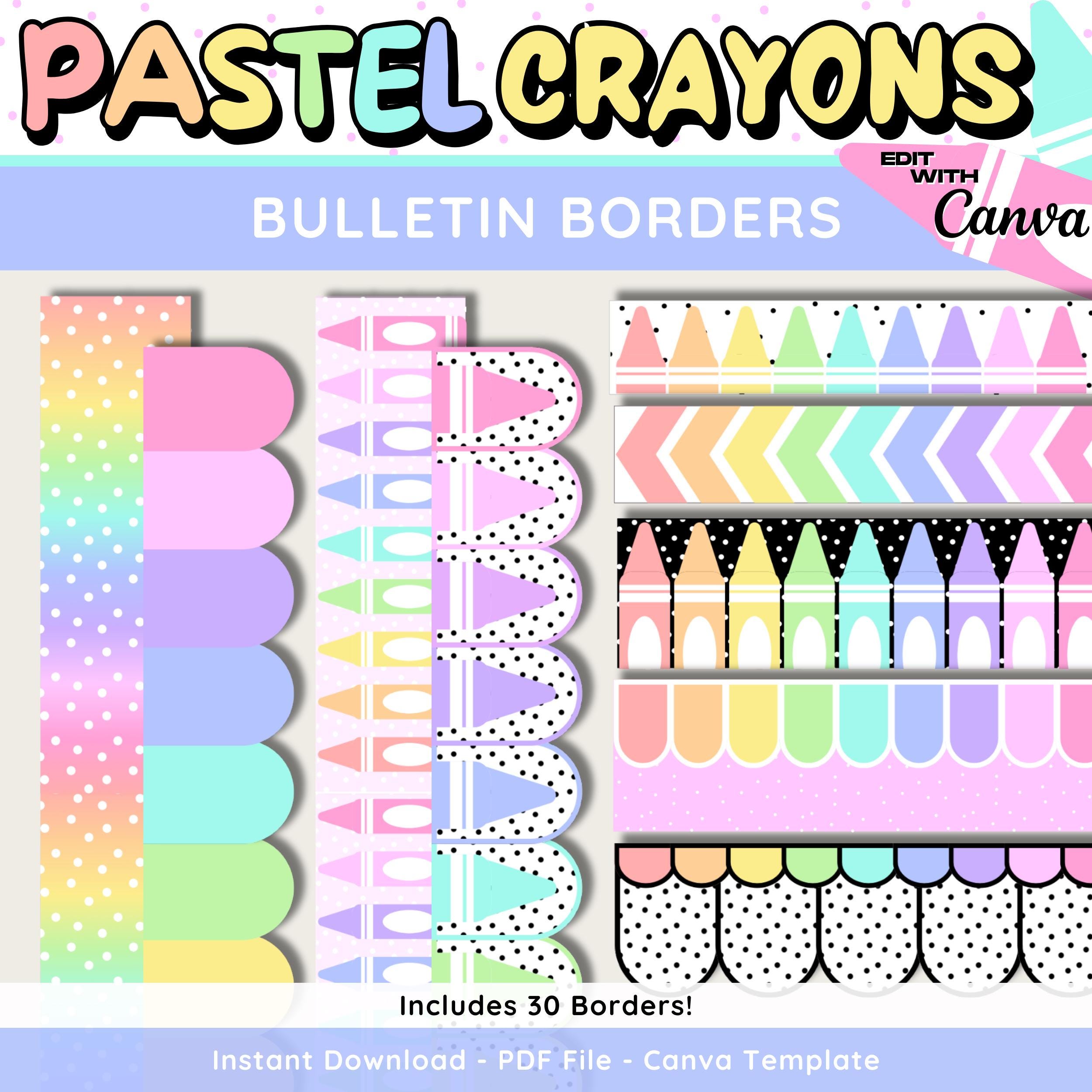 Pastel Crayon Bulletin Board Borders: Printable Classroom Decor ...