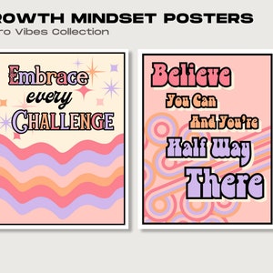 Retro Growth Mindset Posters, Printable Motivational Classroom Posters ...