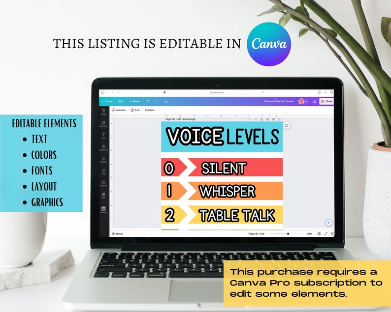 Bright Rainbow Voice Levels Printable Posters, Editable Classroom Noise ...