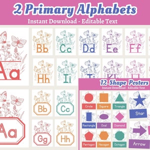 Rainbow Wildflower Classroom Decor Bundle: Editable Canva Templates ...