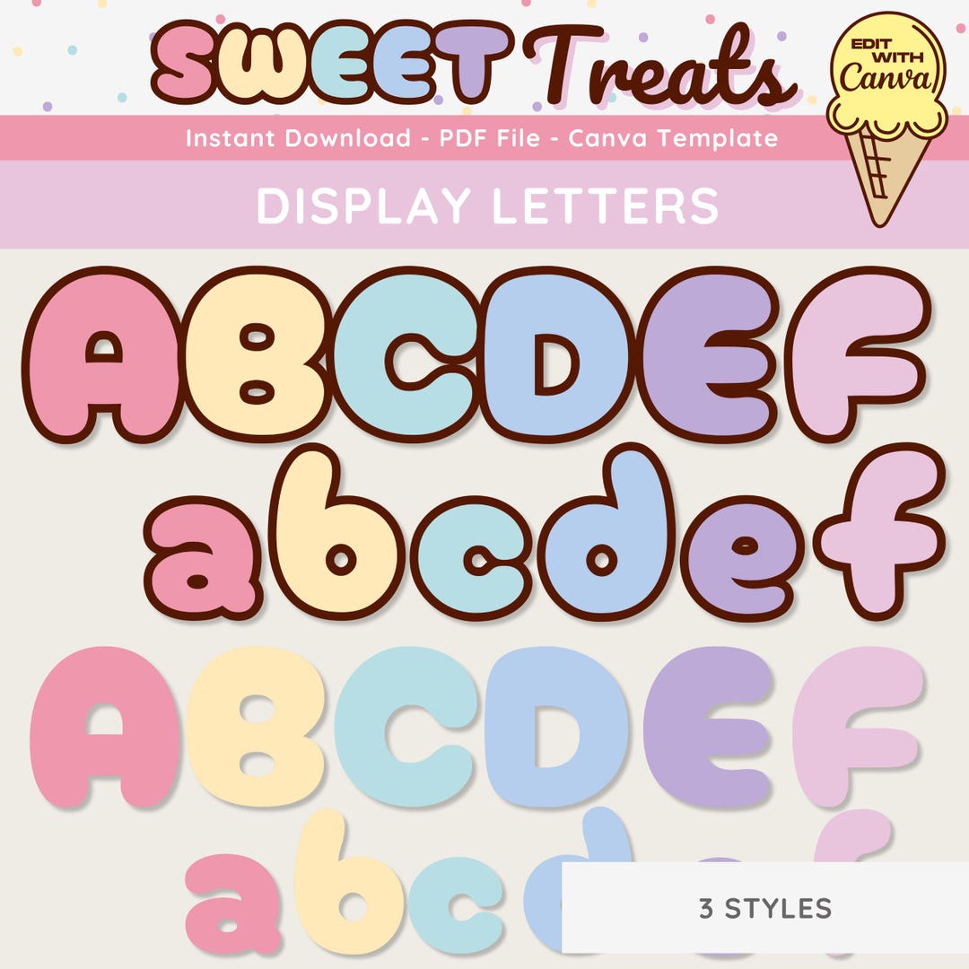 Pastel Bulletin Board Letters, Printable & Editable Display Letters ...