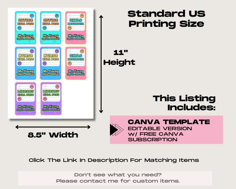 Editable Pastel Hall Passes Template, Printable School Restroom Passes ...