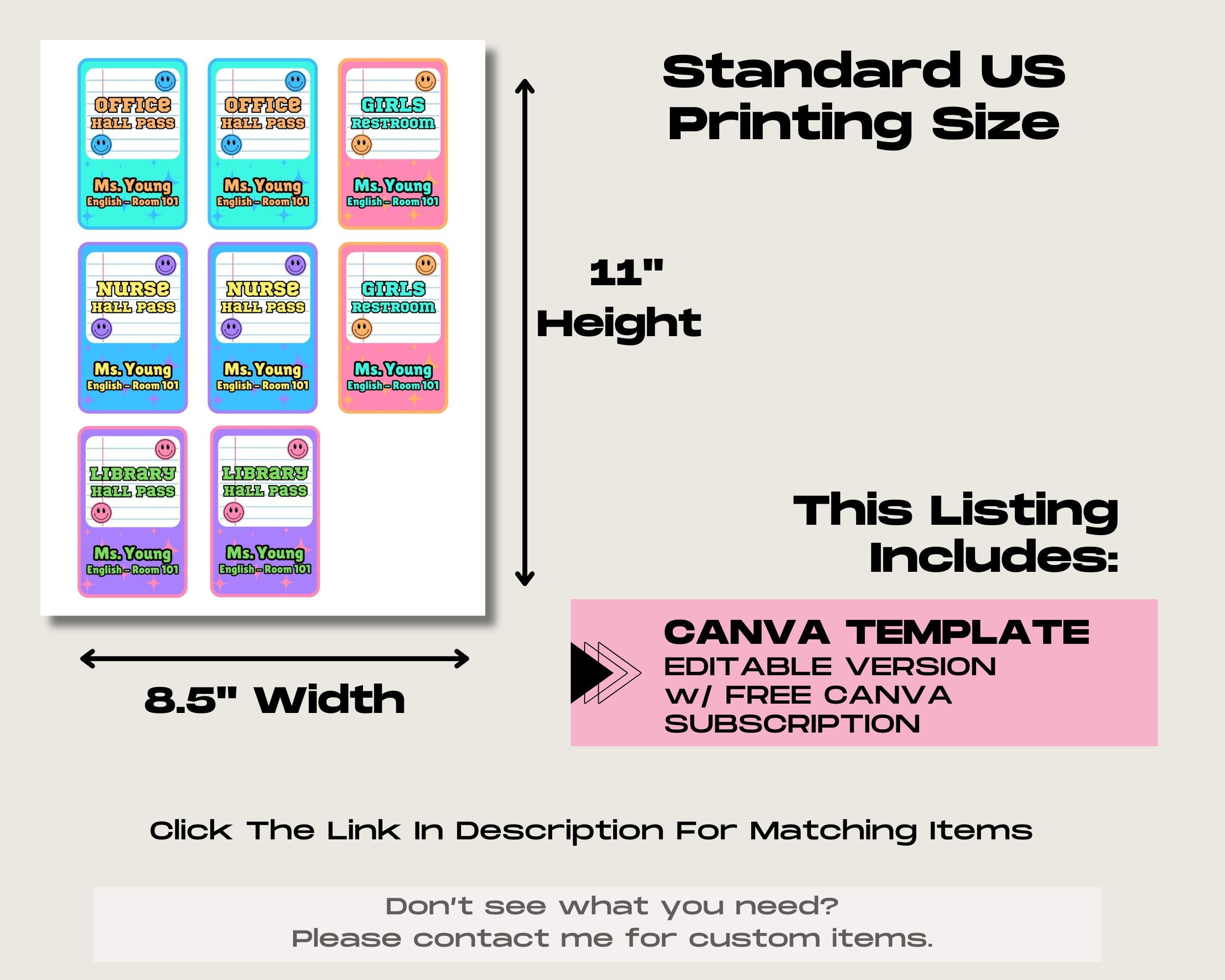 Editable Pastel Hall Passes Template, Printable School Restroom Passes ...