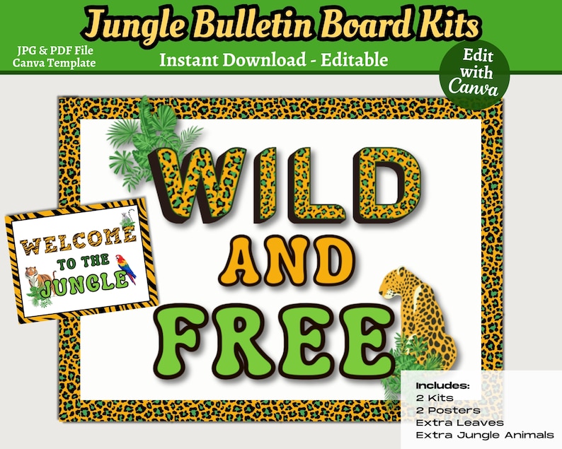 Jungle Bulletin Board Kit, Back to School Bulletin Board, Jungle ...