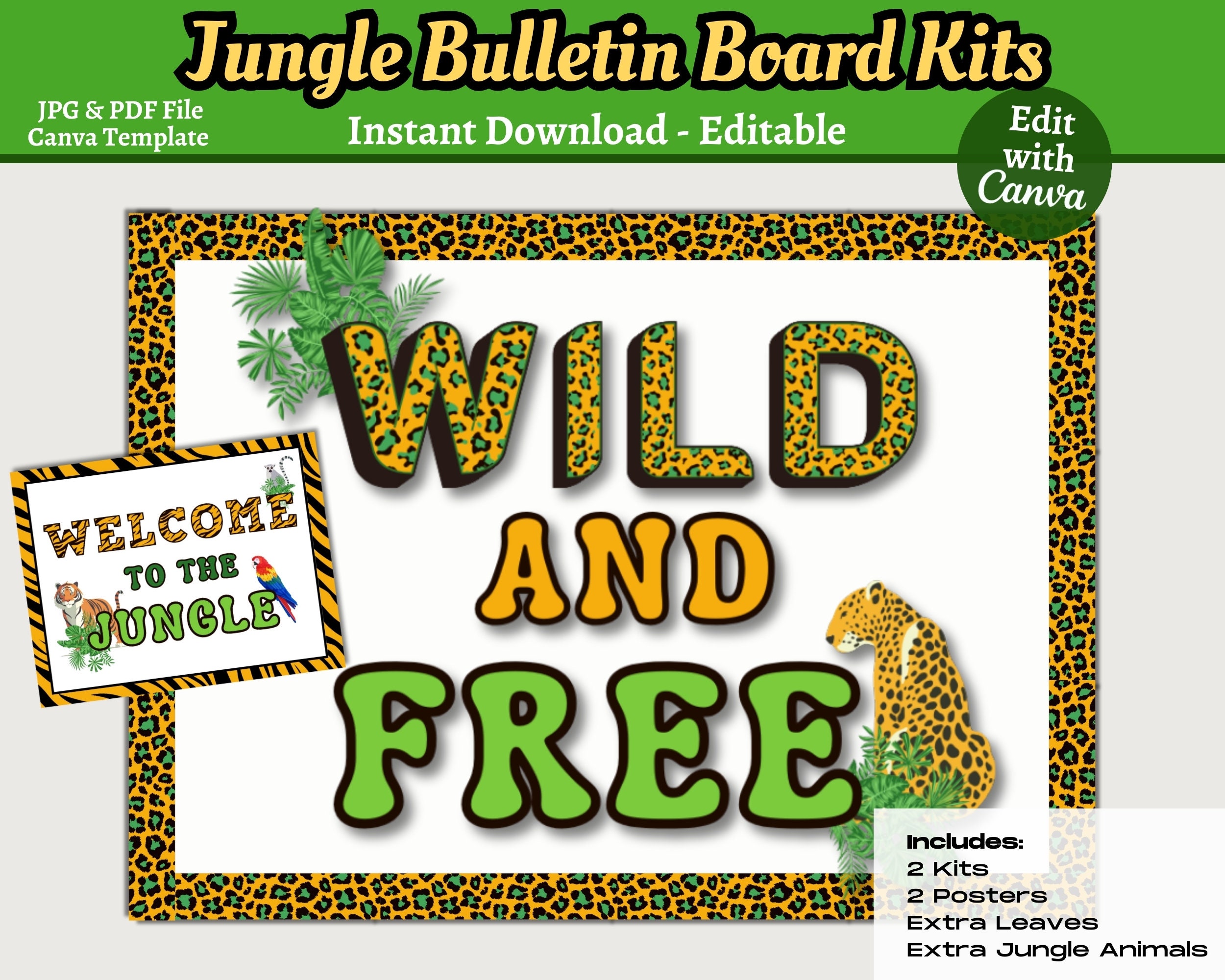 Jungle Bulletin Board Kit, Back to School Bulletin Board, Jungle ...
