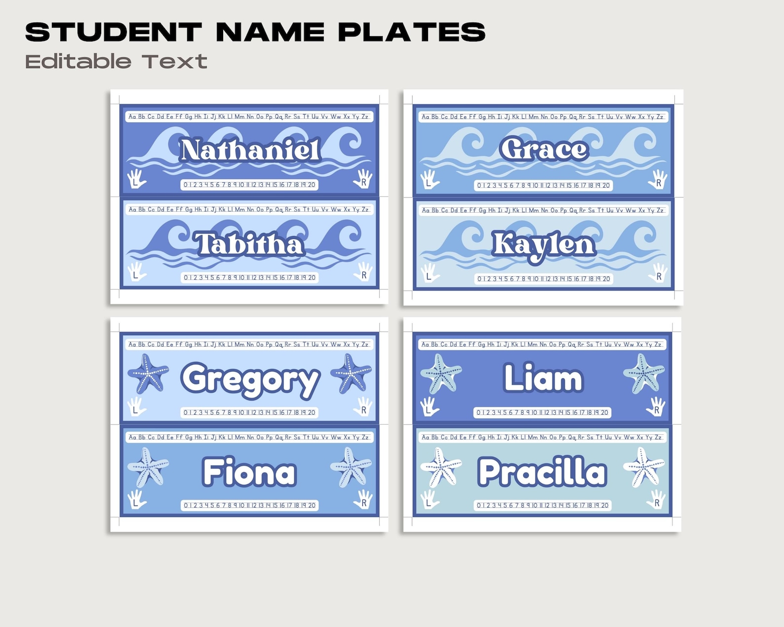 Ocean Theme Student Name Plates, Printable & Editable Classroom Desk ...