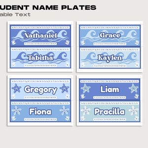 Ocean Theme Student Name Plates, Printable & Editable Classroom Desk ...