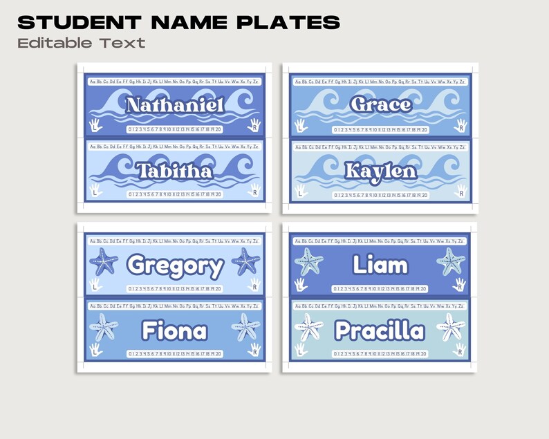 Ocean Theme Student Name Plates, Printable & Editable Classroom Desk ...